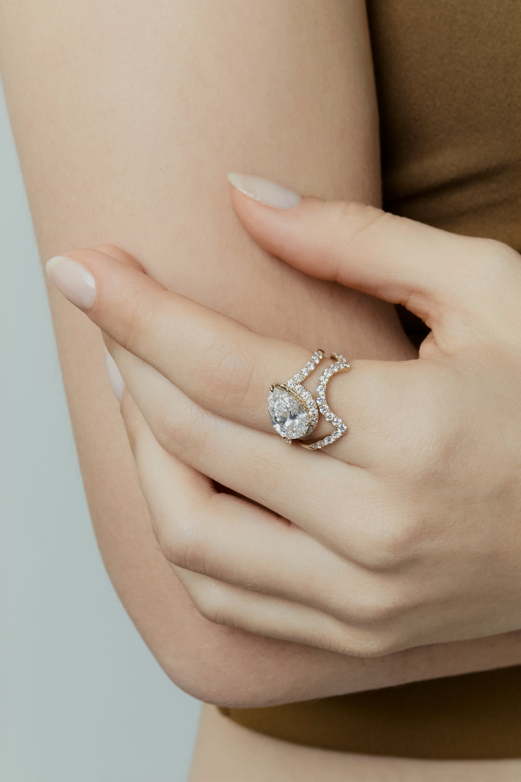 Infinity Pear Twin Wave Ring [Bridal Edition] - PRMAL