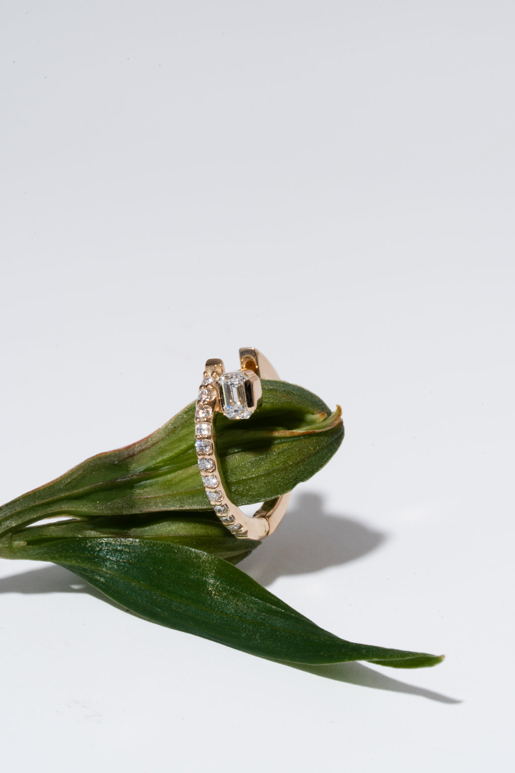 Glacier Floating Emerald Hoop Earring - PRMAL