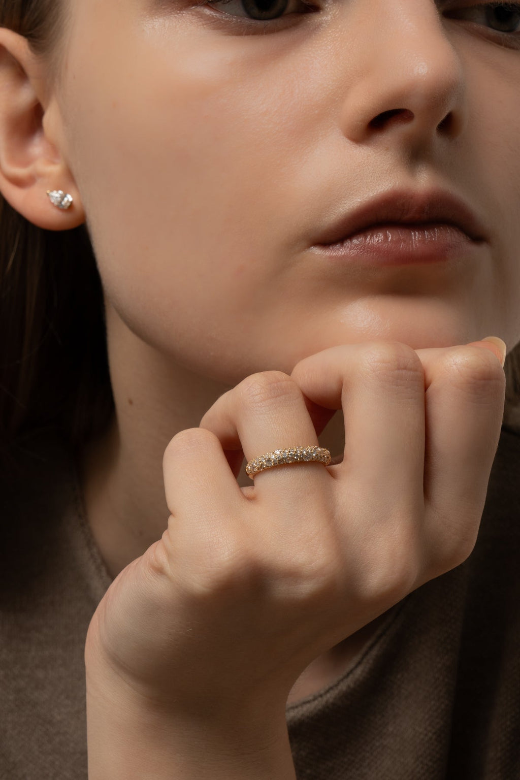 Mixture Pave Dome Ring [Bridal Edition] - PRMAL